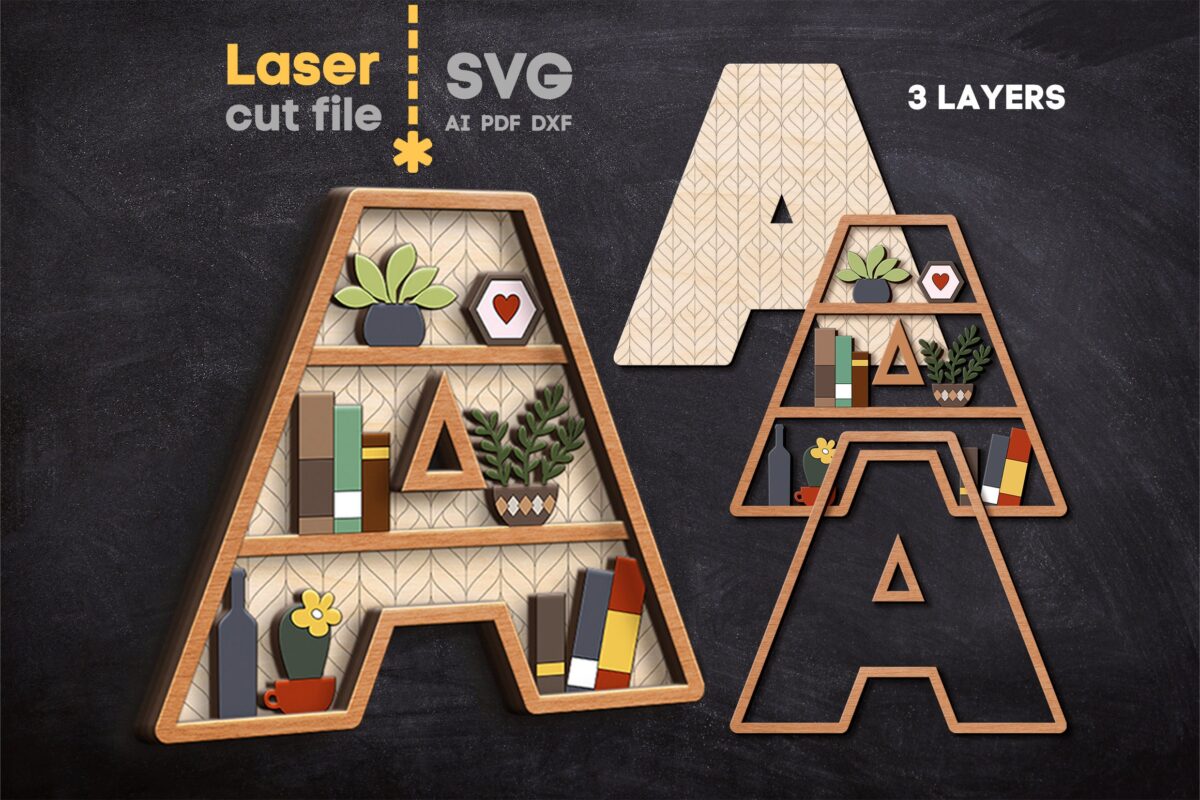 Alfabeto SVG para Corte Láser | Letras Monogramas para Decoración de ...
