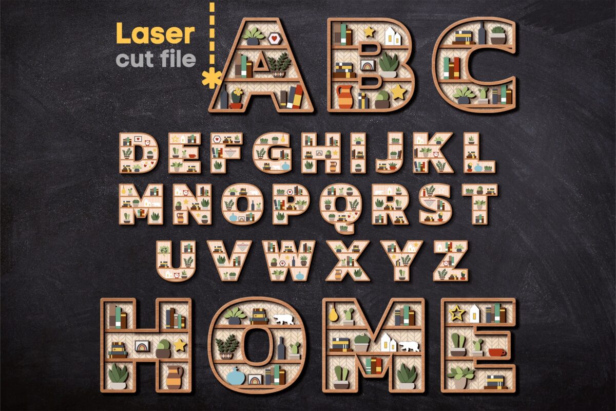 Alfabeto SVG para Corte Láser | Letras Monogramas para Decoración de ...