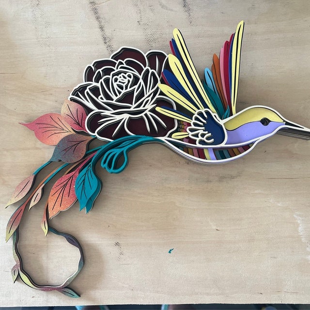 Archivo SVG y DXF Multicapa de Colibrí para Corte Láser - Decoración ...