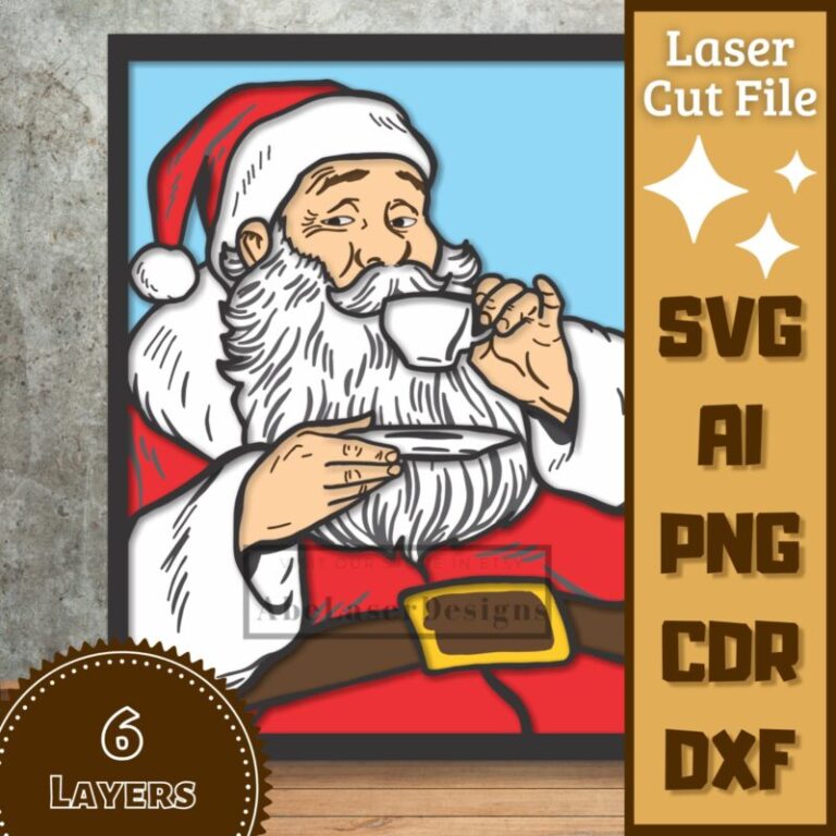 Archivo de corte láser de Santa - Arte digital para madera, descarga ...